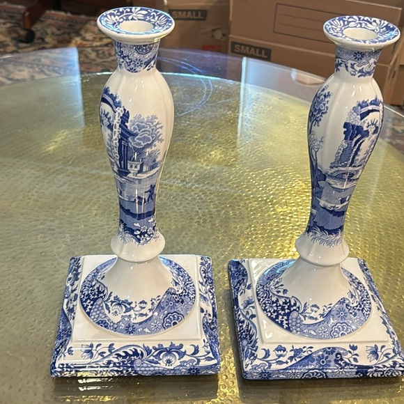 Spode | Kitchen | Rare Set Of 2 Spode Blue Italian Camilla Candlesticks ...